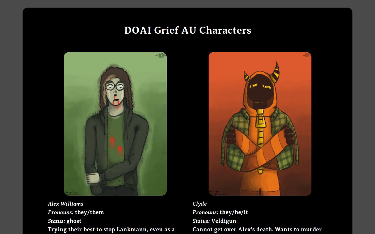 Grief AU characters